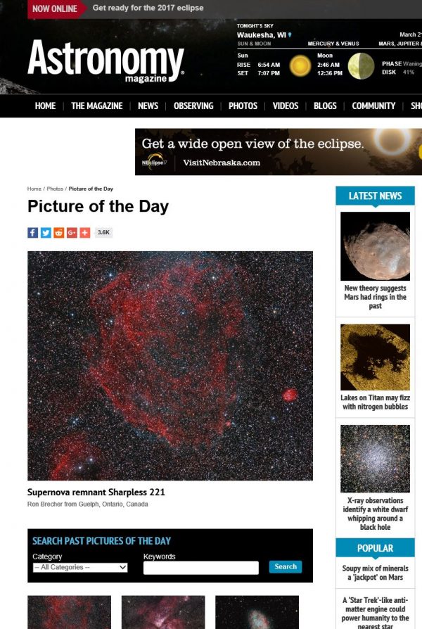 Sharpless 221, Supernova Remnant - Astrodoc: Astrophotography by Ron ...