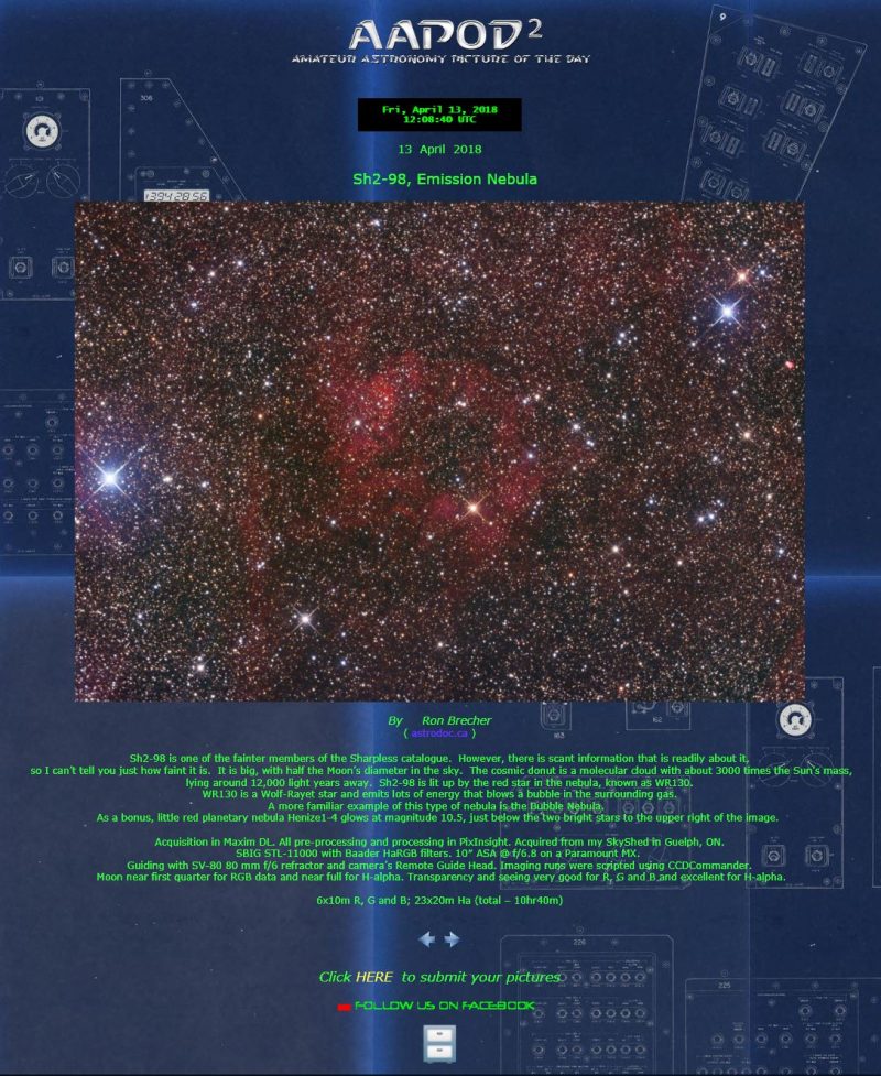 Sh2-98 Emission Nebula (Colour) - Astrodoc: Astrophotography by Ron Brecher